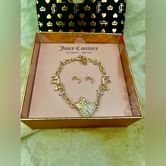 Juicy Couture | Jewelry | New Juicy Couture Gold Bracelet Earrings Set ...